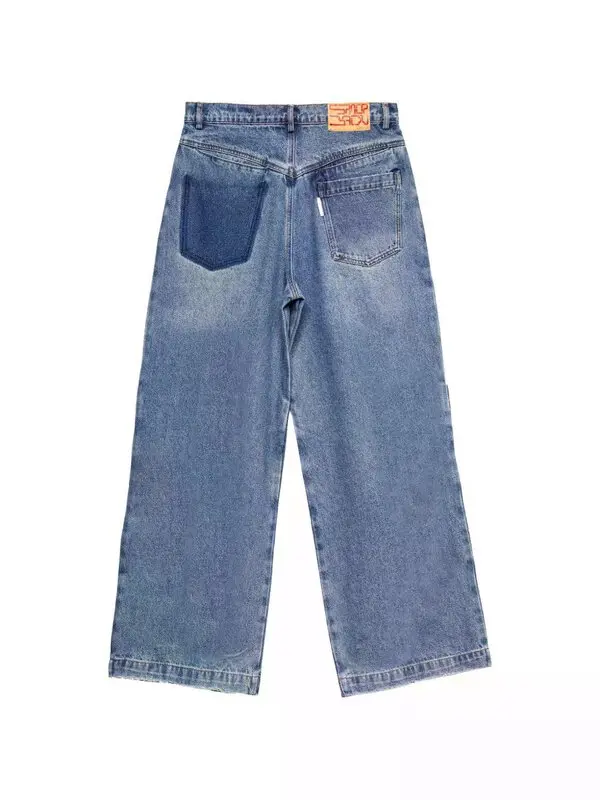 SPENCER BADU Patchwork Detail Wide-leg Jeans