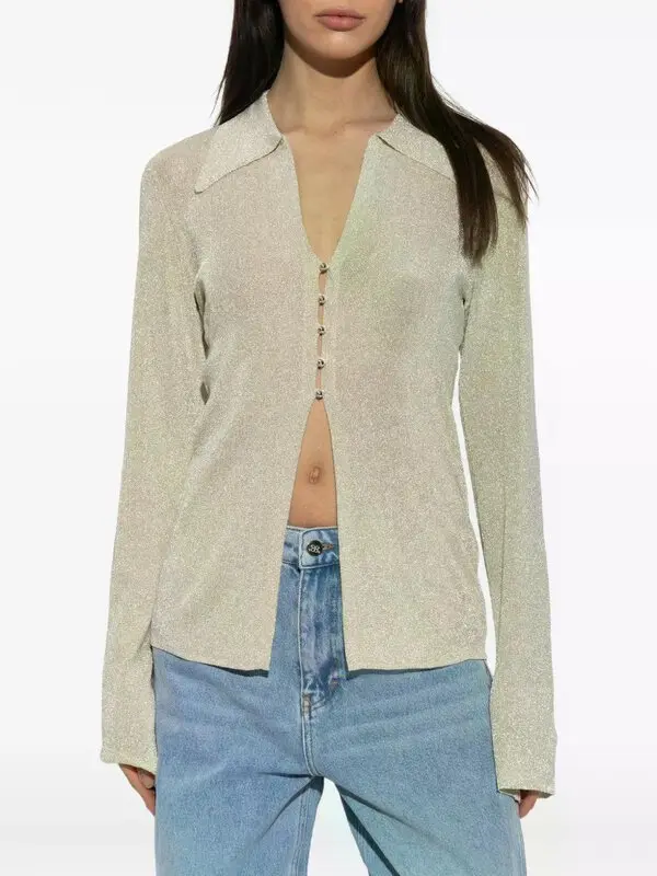GESTUZ Metallic-effect Split-cuff Top