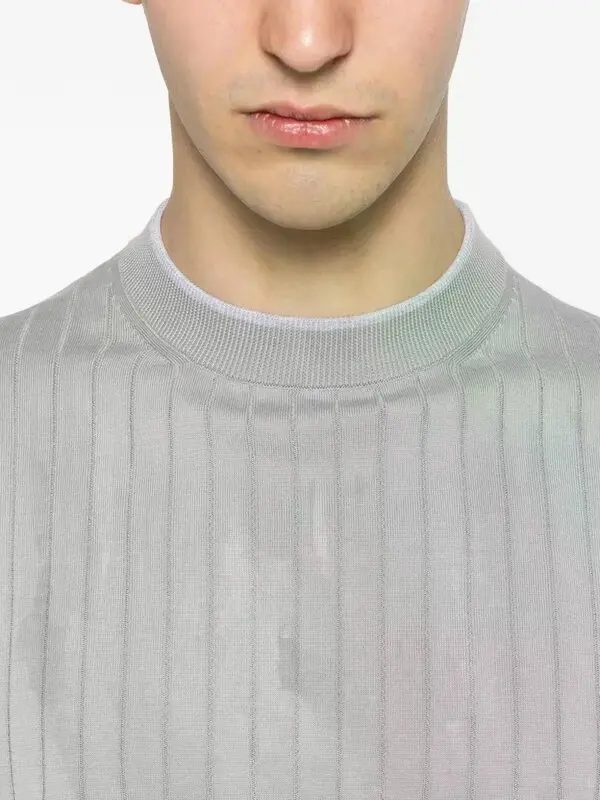 Eleventy Ribbed Knit Mock Neck T-shirt