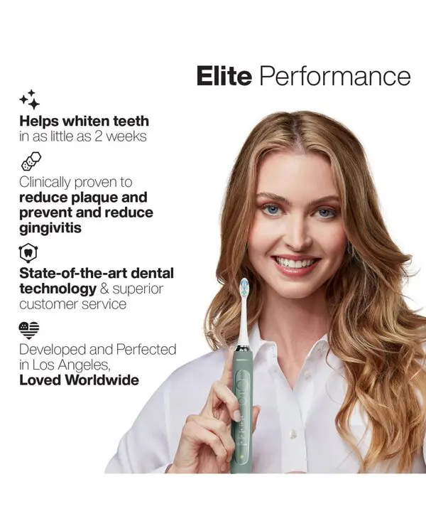AQUASONIC Elite Rechargeable Electric Toothbrush Set - Green