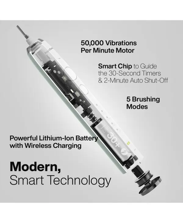 AQUASONIC Elite Rechargeable Electric Toothbrush Set - Green