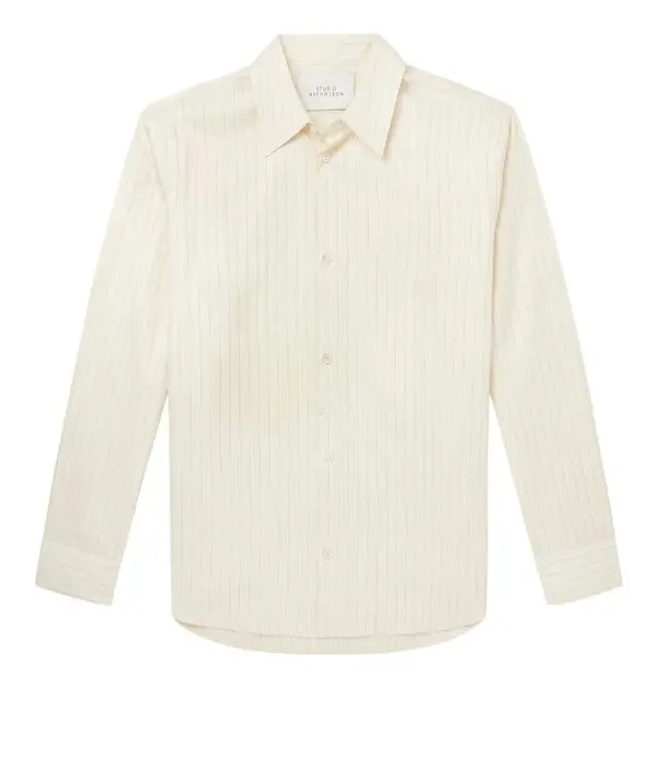 Studio Nicholson View Striped Silk And Cotton-blend Shirt