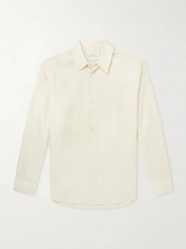 Studio Nicholson View Striped Silk And Cotton-blend Shirt