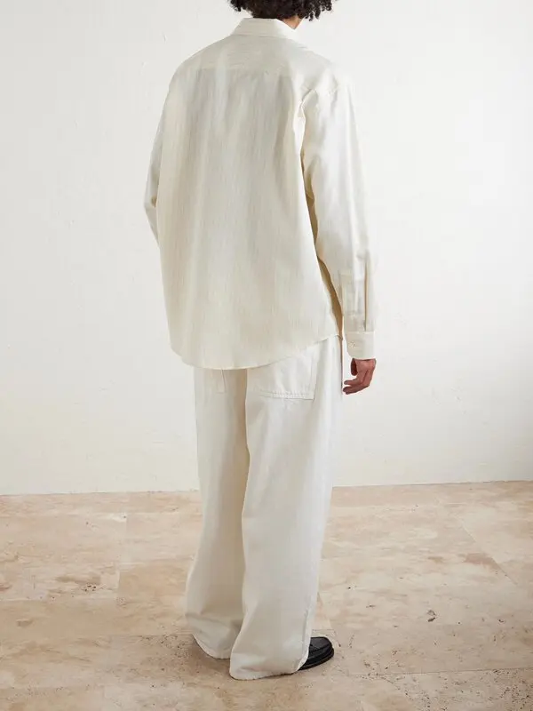 Studio Nicholson View Striped Silk And Cotton-blend Shirt