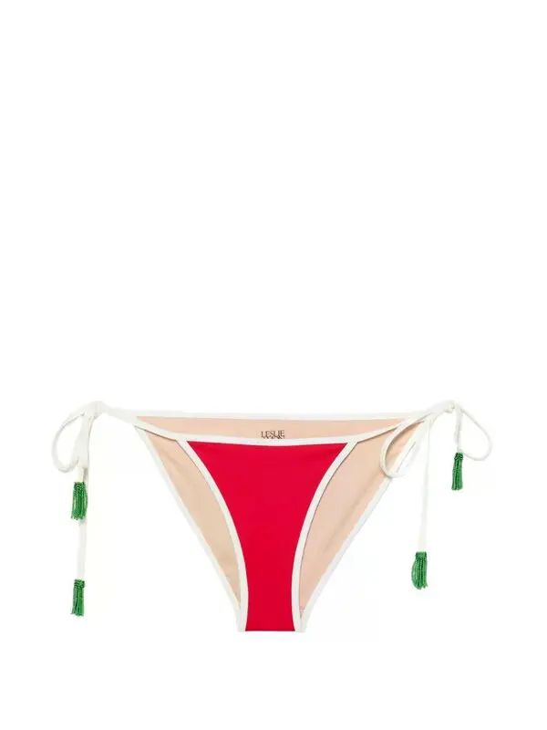 LESLIE AMON Beaded-tassel Bikini Bottoms - Red