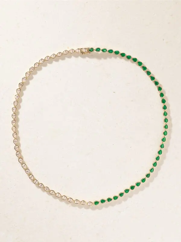ANITA KO 18-karat Gold, Emerald And Diamond Choker - Green