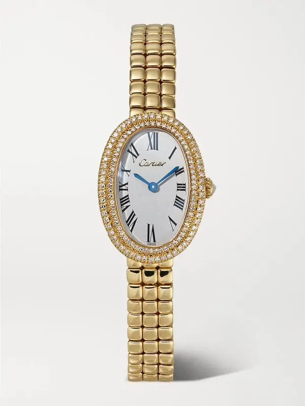STEPHANIE WINDSOR Cartier Vintage 1990s Baignoire 22mm 18-karat And Diamond Watch - Gold