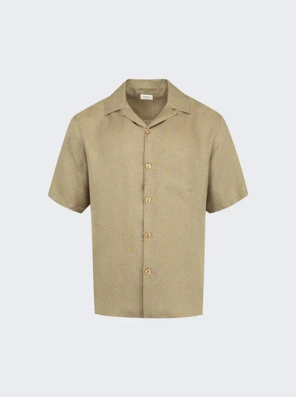 Saint Laurent Geometric Silk Shirt Jaune Gris