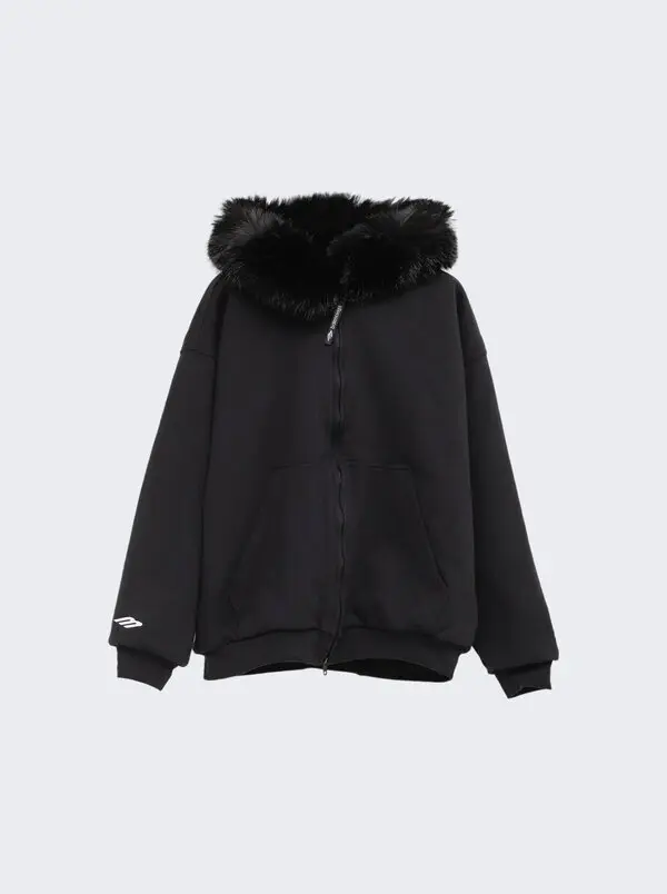 Balenciaga Furry Zip-up Hoodie - Black