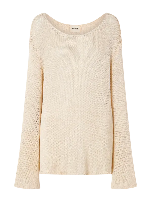 Khaite Davet Open-knit Silk And Cotton-blend Sweater - Neutrals