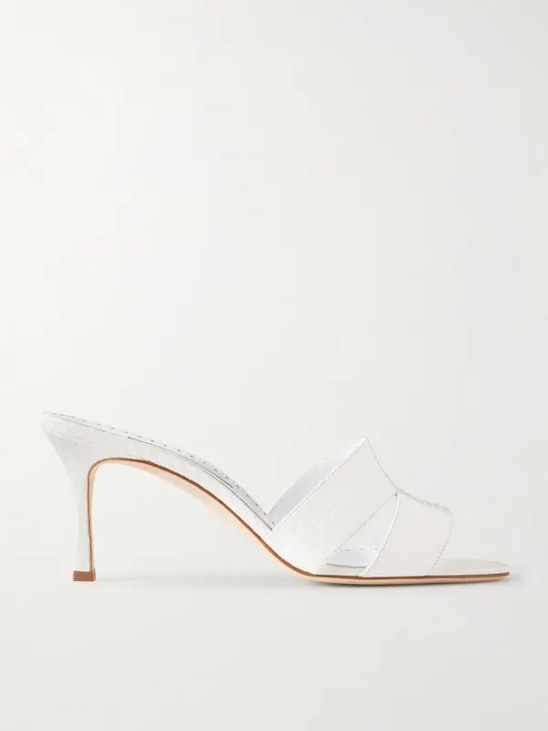 Manolo Blahnik Iacopo 70 Elaphe Sandals - White
