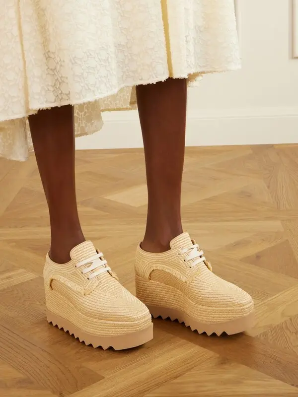 Stella McCartney Elyse Woven Raffia Platform Brogues