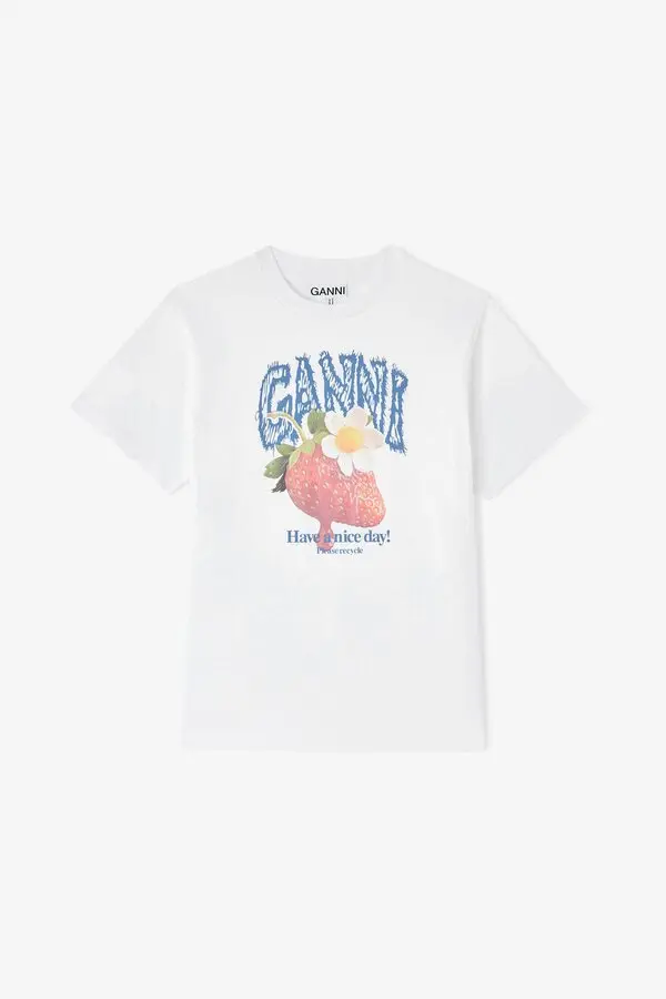 GANNI Printed T-shirt - White