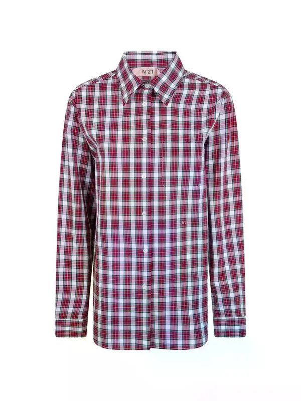 N°21 Check-pattern Shirt With Logo Embroidery - Red