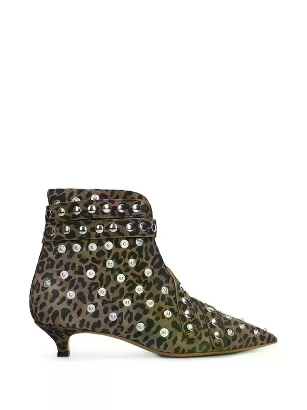 ALCHIMIA Leopard-print Studded Ankle Boots