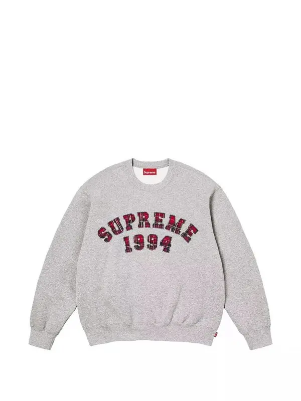 Supreme Plaid Arc Appliqué Sweater - Grey