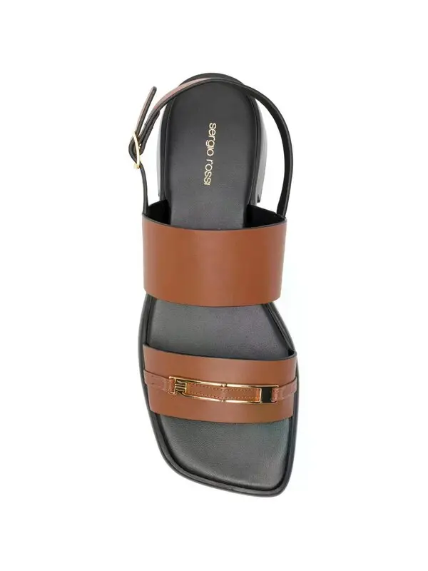 SERGIO ROSSI Logo Plaque Buckled Sandals
