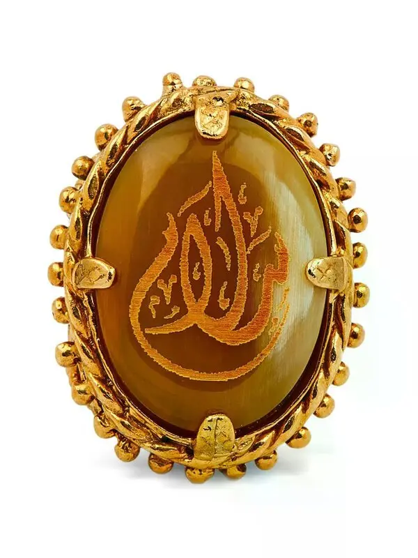 GEM KINGDOM Engraved Bone-embellished Ring - Gold