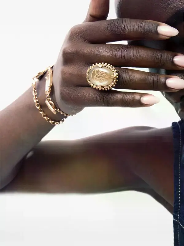 GEM KINGDOM Engraved Bone-embellished Ring