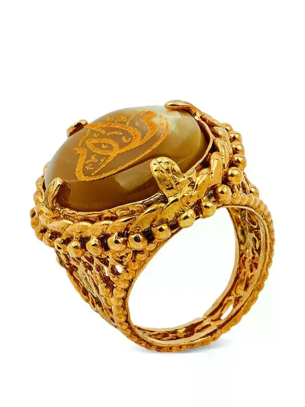 GEM KINGDOM Engraved Bone-embellished Ring