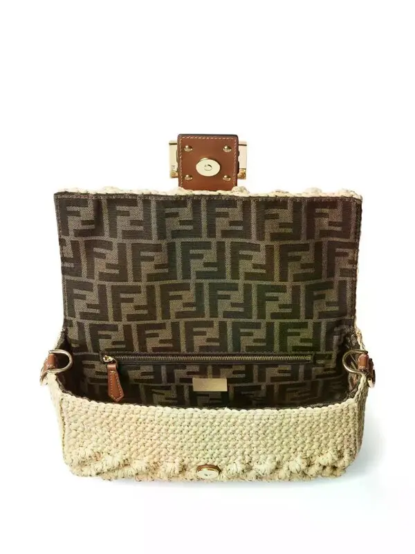 Fendi Medium Baguette Raffia Shoulder Bag
