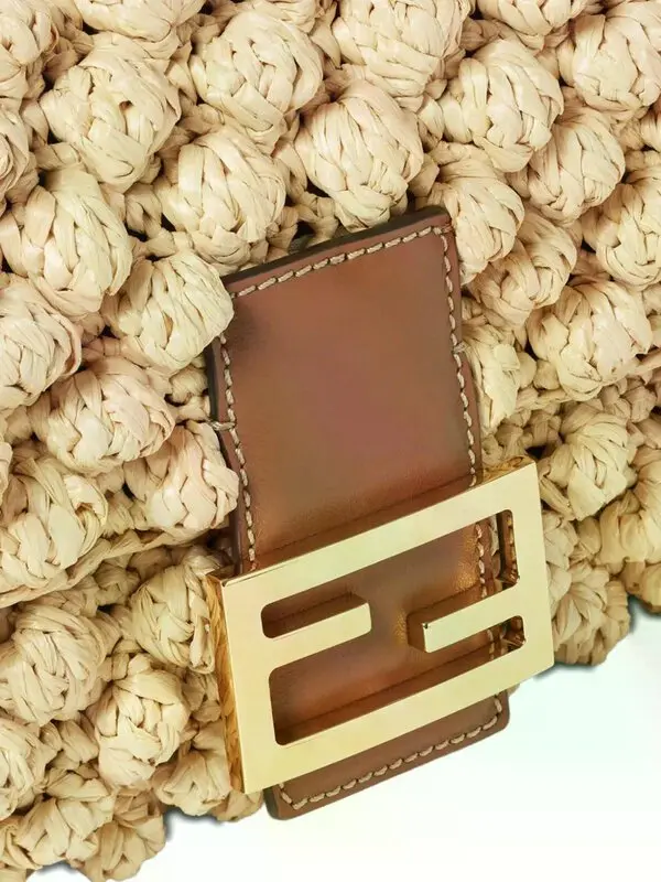 Fendi Medium Baguette Raffia Shoulder Bag
