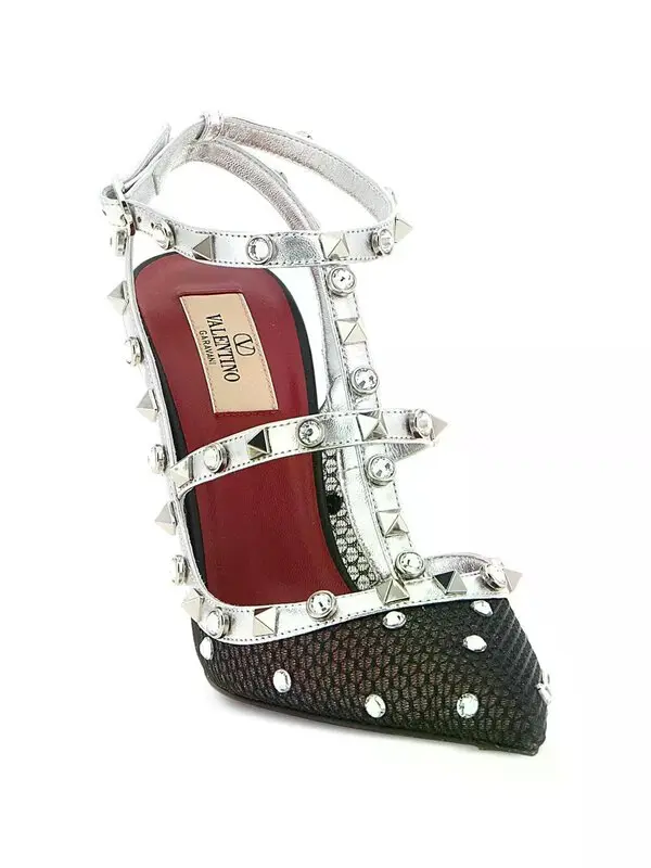 Valentino Garavani Rockstud Crystal-embellished Pumps - Silver