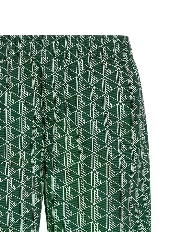 Lacoste Monogram-print Drawstring Swimsuit - Green