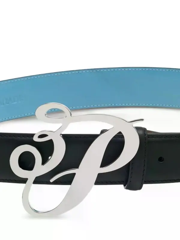 3.PARADIS 3p Cursive Logo Leather Belt