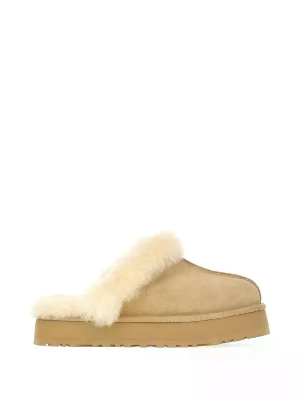 UGG Disquette Suede Sandals With Shearling Trim - Neutrals