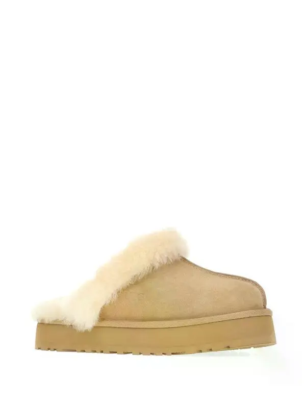 UGG Disquette Suede Sandals With Shearling Trim - Neutrals