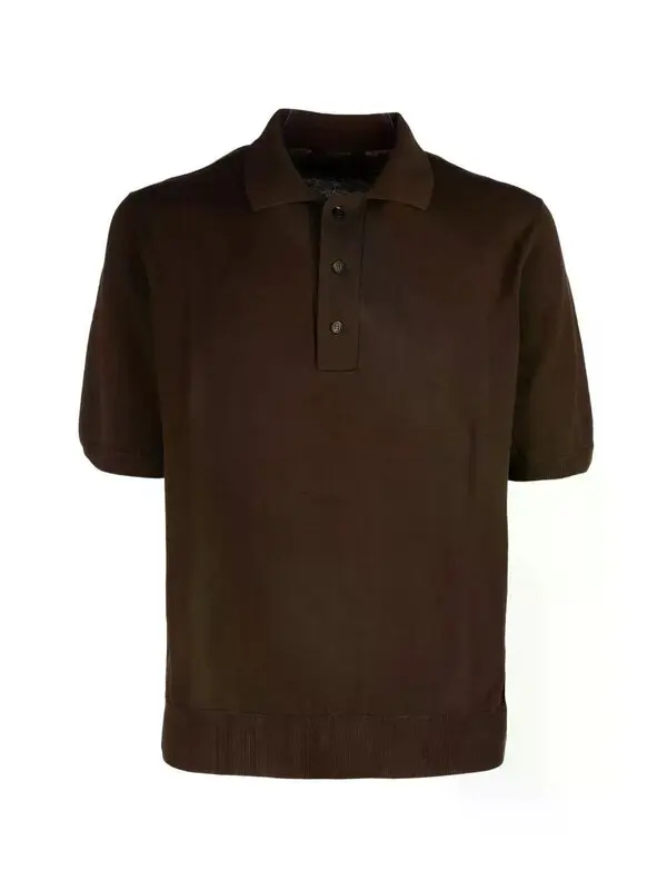 ZANONE Short-sleeve Knitted Polo Shirt - Brown