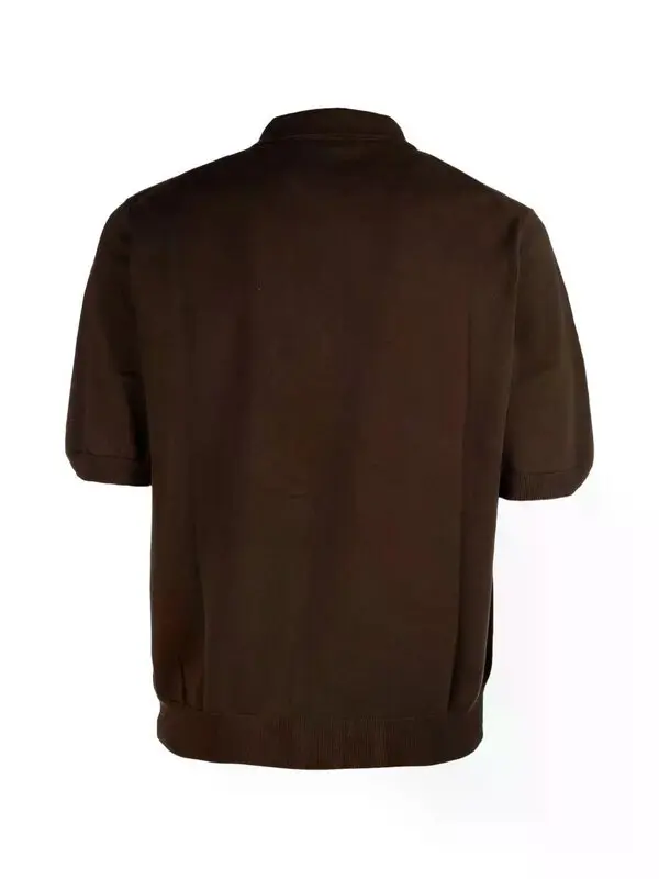 ZANONE Short-sleeve Knitted Polo Shirt - Brown
