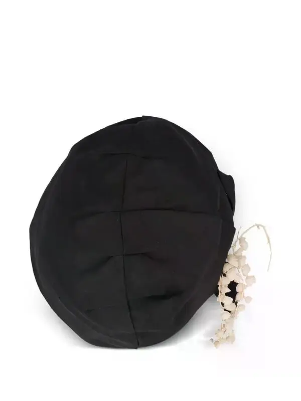 Vintage Floral-embellished Pillbox Hat - Black