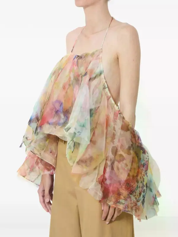 Zimmermann Luna Ruffled Puff-sleeve Blouse - Multicolour