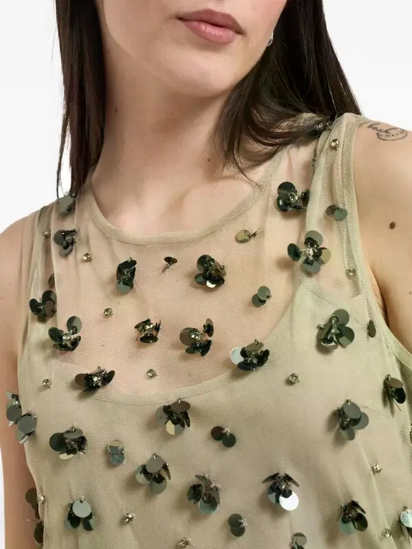 Liu Jo Sequin Embellished Mesh Top