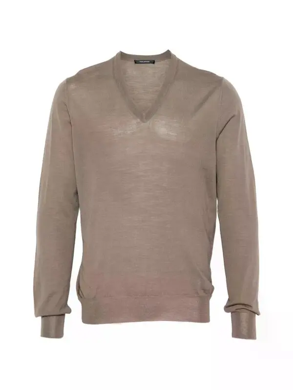 Tagliatore V-neck Sweater - Brown