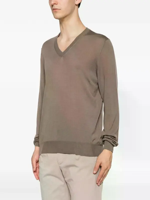 Tagliatore V-neck Sweater - Brown