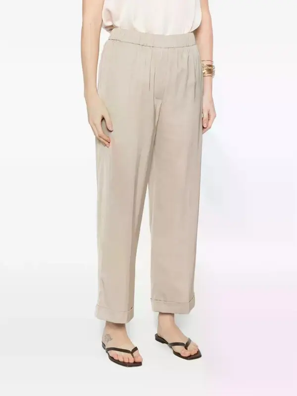Peserico Elasticated-waistband Trousers With Turned-up Cuffs - Neutrals