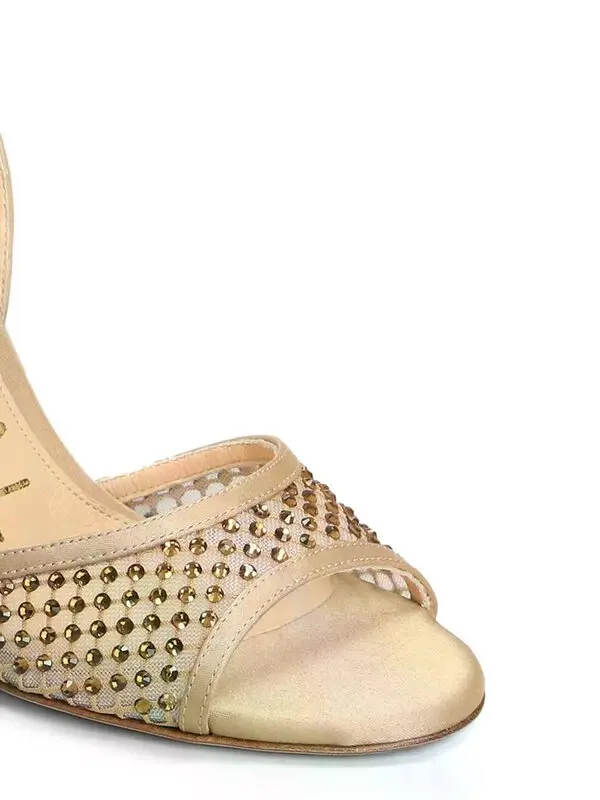 CHANTAL Crystal-embellished Mesh-panel Sandals - Neutrals