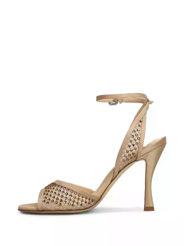 CHANTAL Crystal-embellished Mesh-panel Sandals - Neutrals