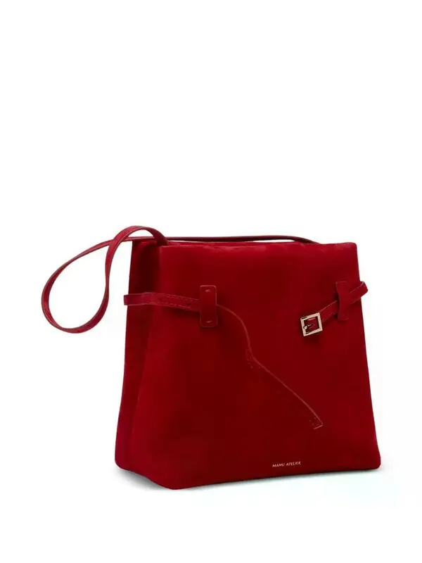 Manu Atelier Buckle-detail Suede Shoulder Bag - Red