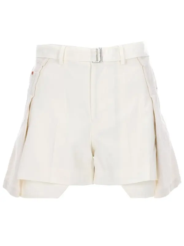Sacai Shorts With Denim Detail - White