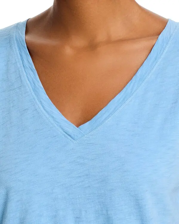 Velvet By Graham & Spencer Elisha V-neck Short Sleeve Top - Pacific Blue
