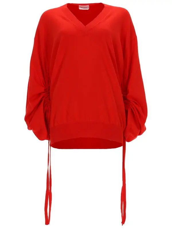 NUDE Cotton V-neck Top - Red