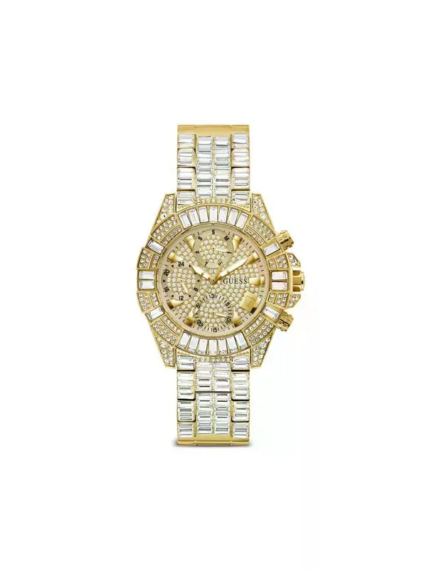 Guess Crystal Embellished Chronograph Watch - Neutrals