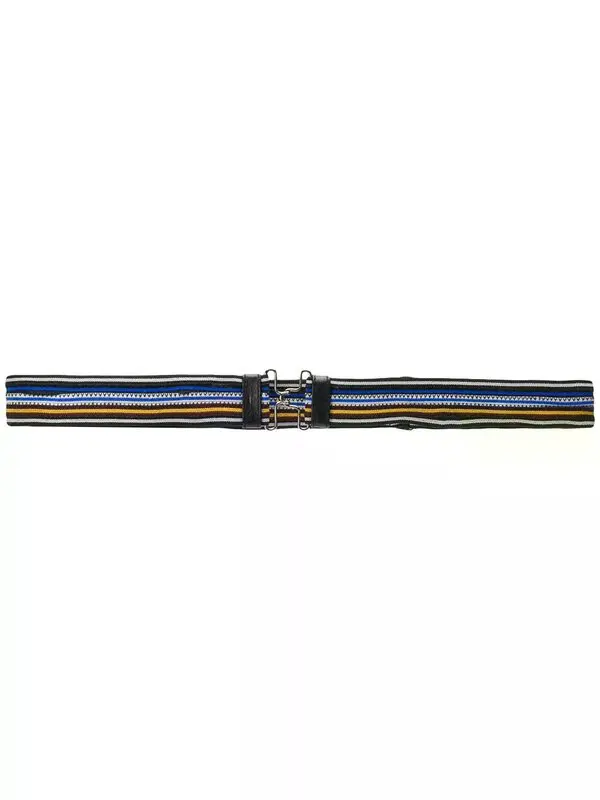 Prada Striped Clasp Buckle Belt - Black