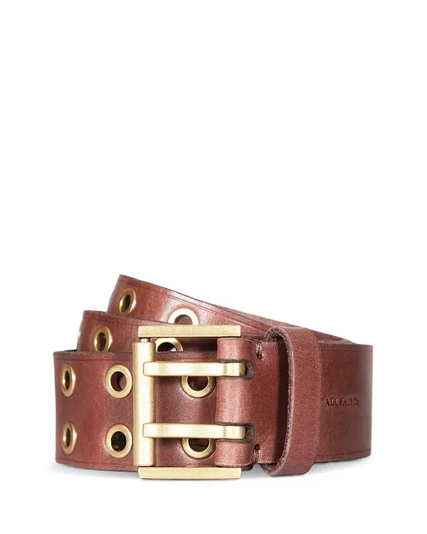 ALLSAINTS Flat Eyelets Leather Belt - Brown