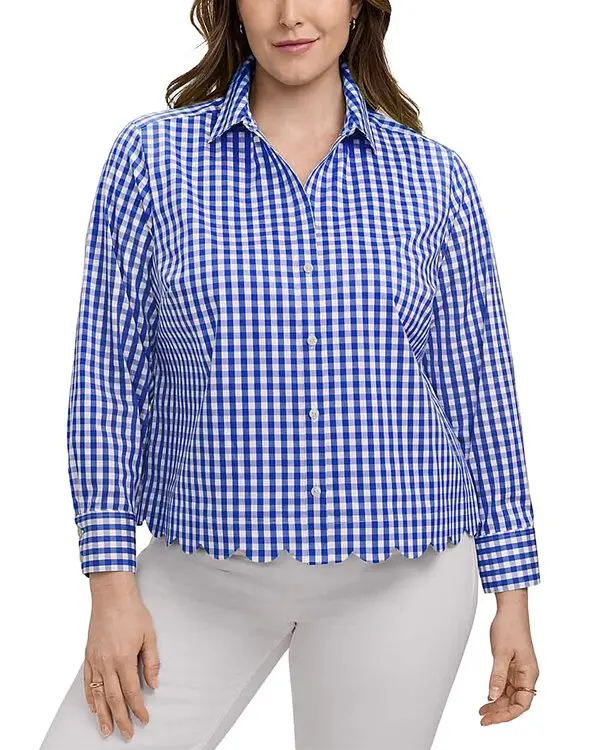 Foxcroft Scarlett Long Sleeve Shirt - White/blue