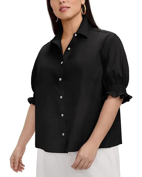 Foxcroft Vivienne Elbow Sleeve Shirt - Black